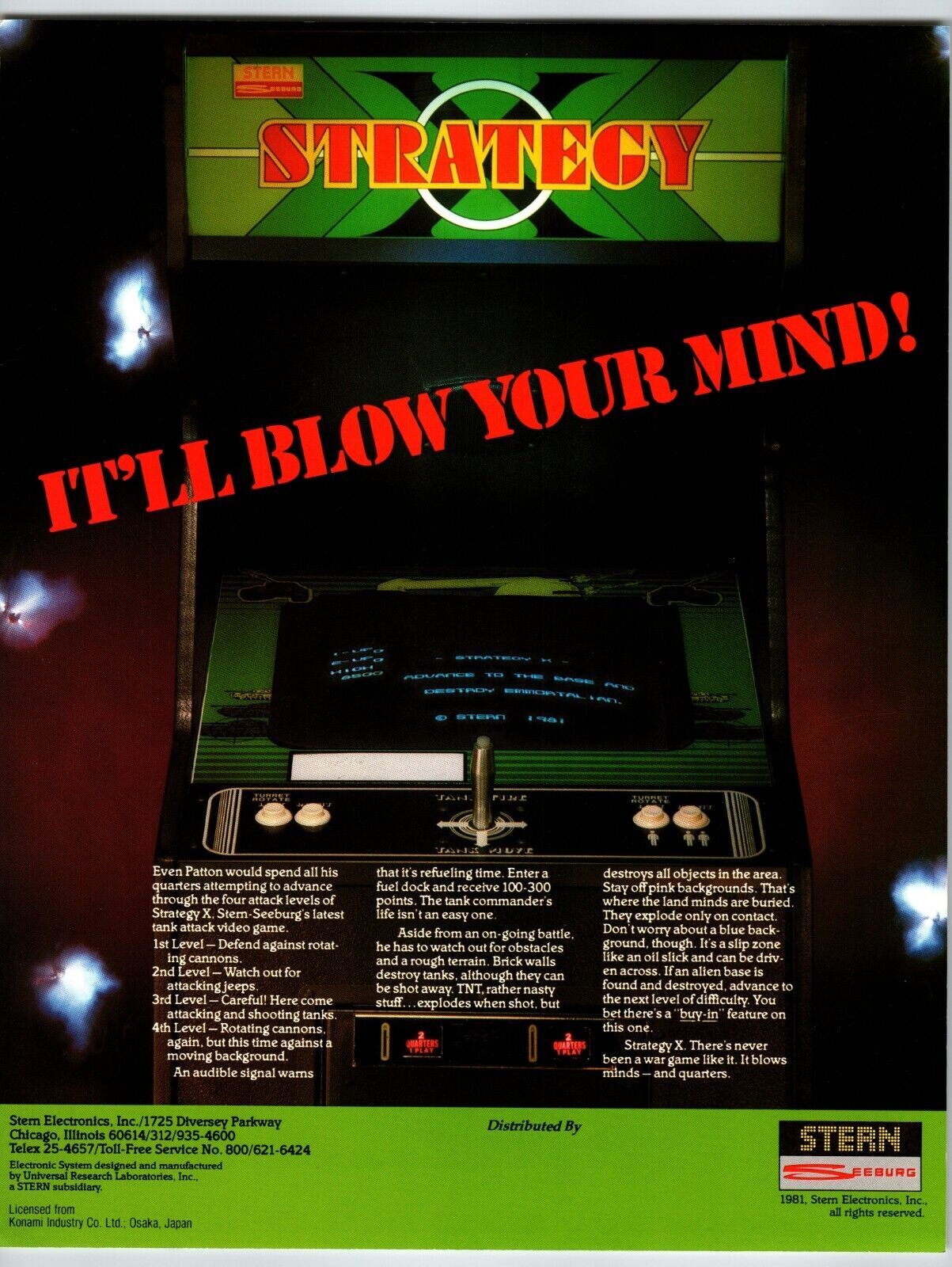 Strategy X Arcade Flyer Original 1981 Video Game Retro 8.5" x 11 ...