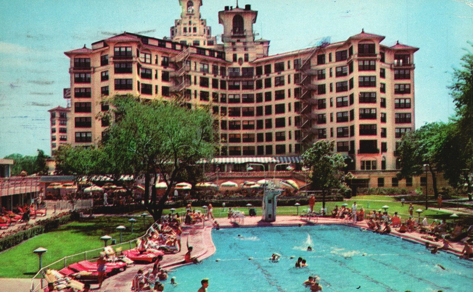 Vintage Postcard 1958 Edgewater Beach Hotel Building & Swimming Pool ...