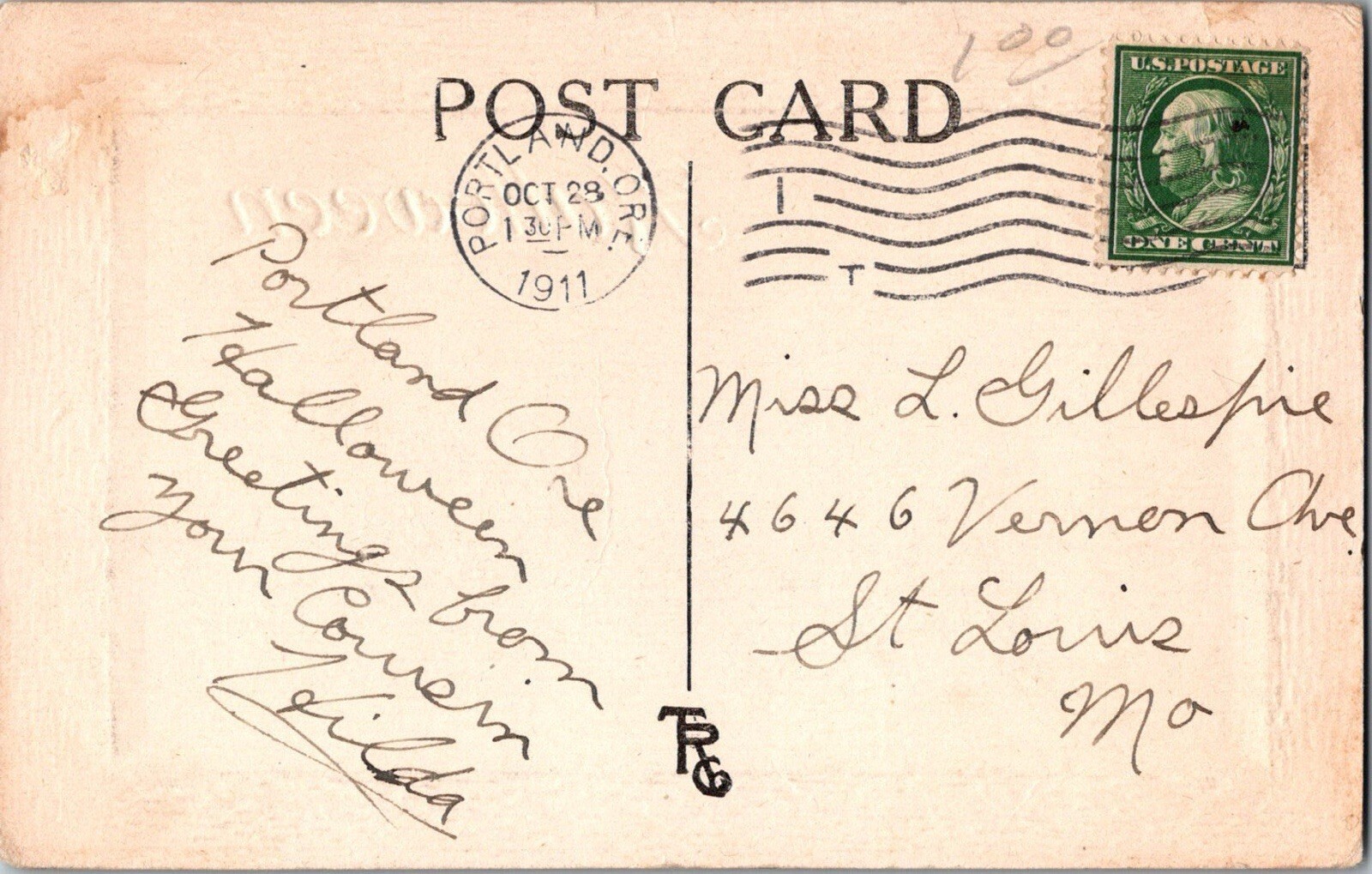 Antique Halloween Postcard Wood Design Border Rose Pub Clown Witch JO5 ...