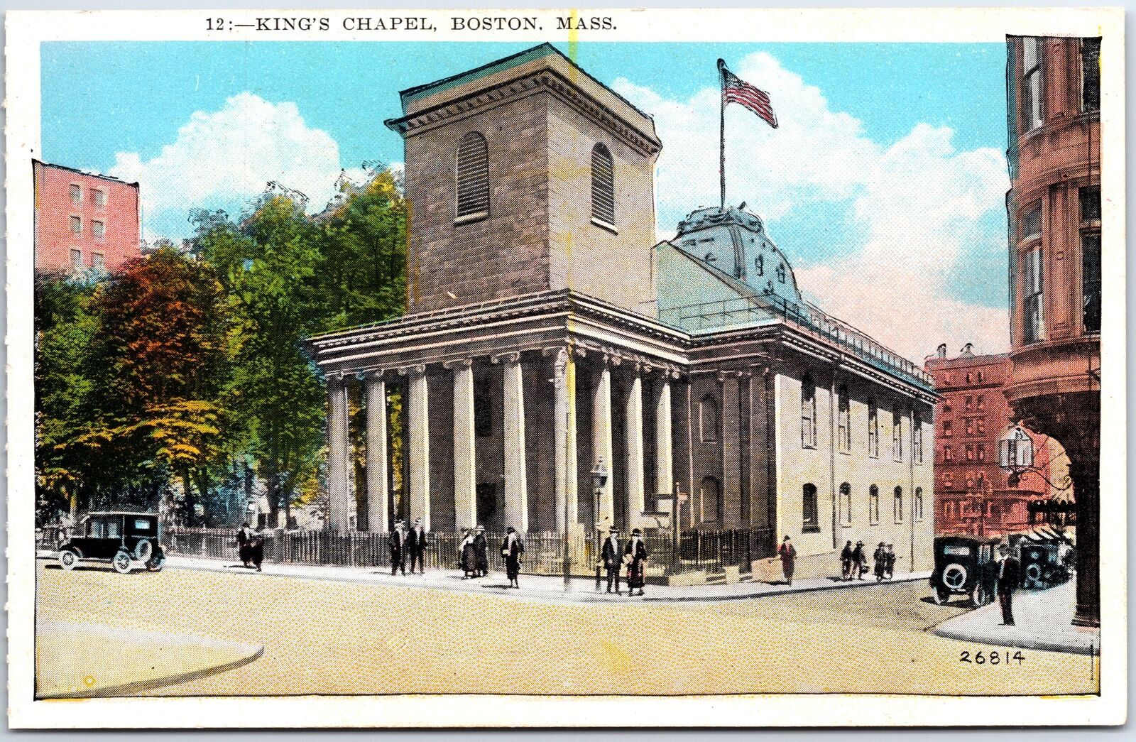 Vintage Postcard Street Scene at the King's Chapel Boston Massachusetts ...