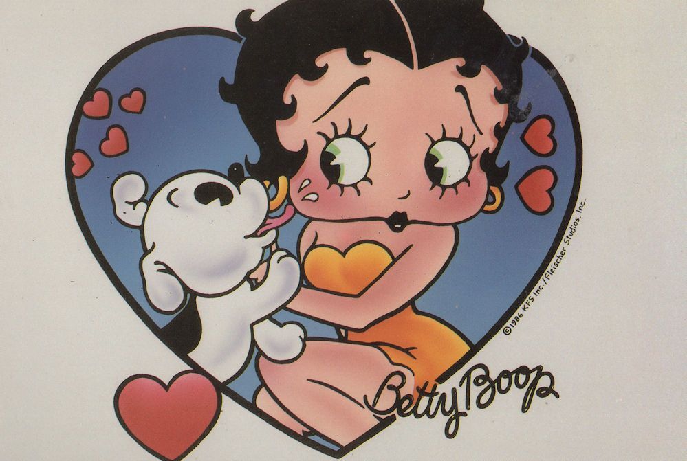 Betty Boop A And Her Puppy Dog Licking Face Postcard | Topics - Animals ...