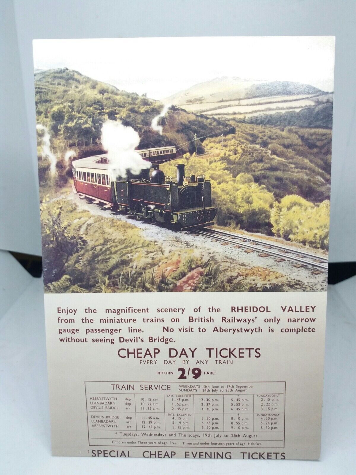 Rheidol Valley Steam Railway Poster Circa 1950 Vintage Steam Engine ...