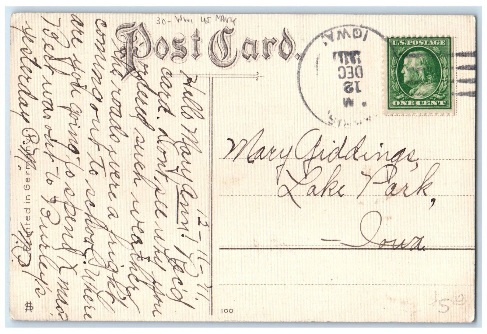 c1910's The Exchange Of Signals WWI US Navy Lake Park Iowa IA Antique ...