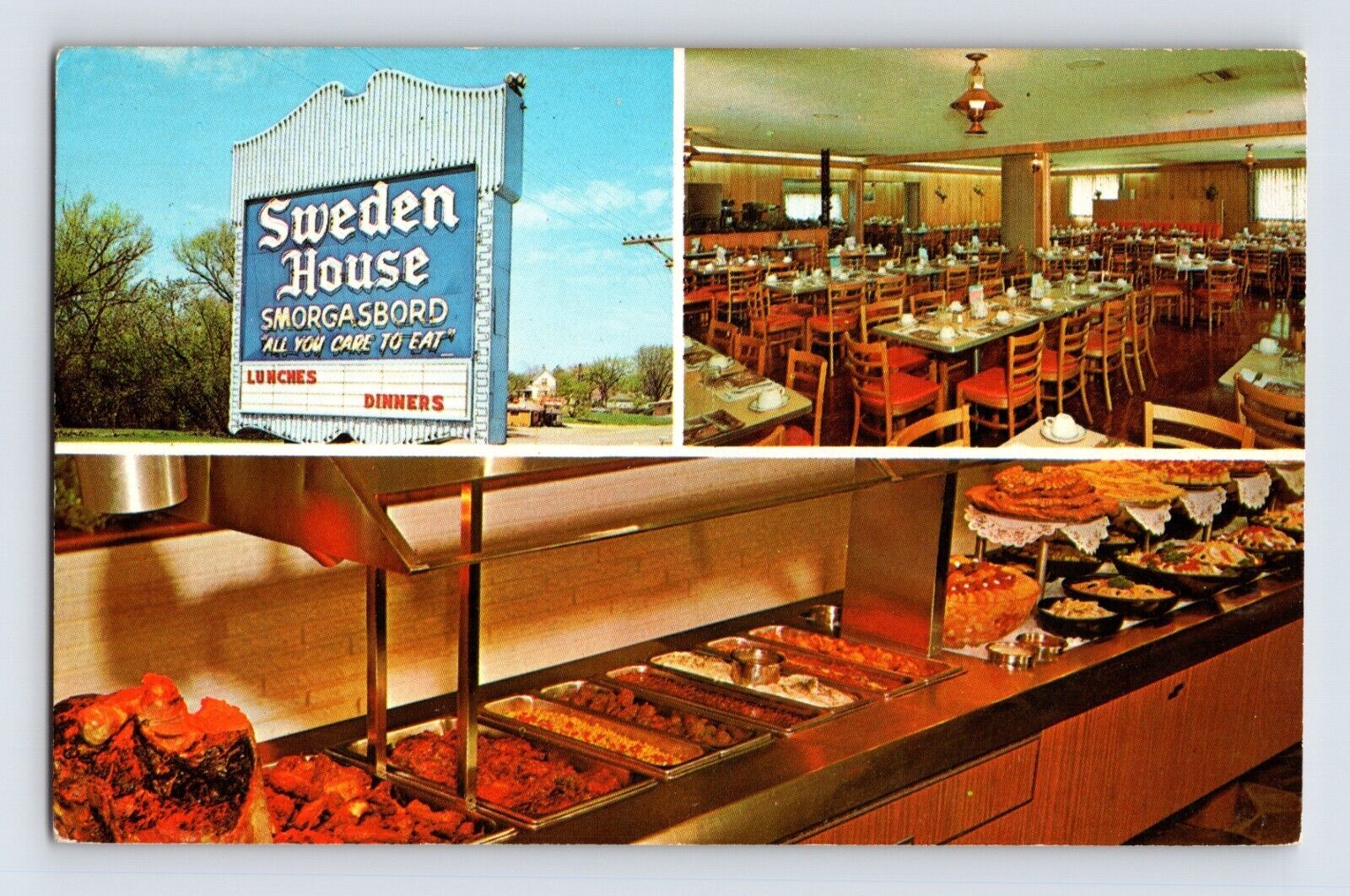 Postcard Illinois Elgin IL Sweden House Smorgasbord Restaurant 1960s ...