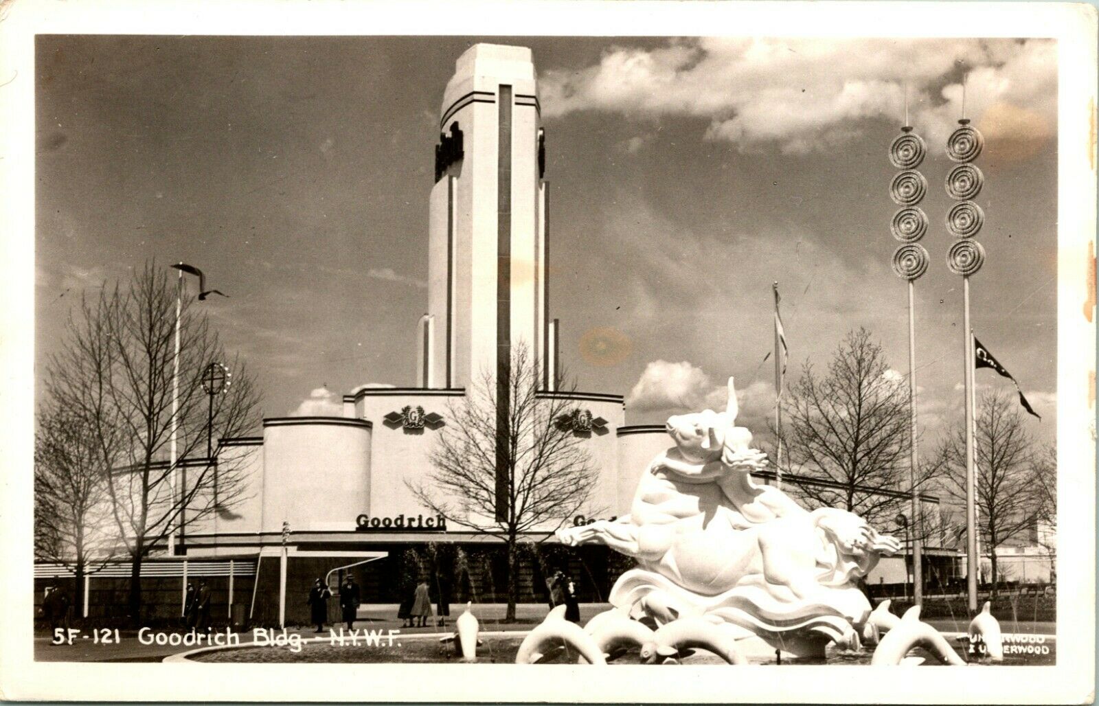 Vtg Postcard RPPC New York Worlds Fair Goodrich Building & Statue UNP ...