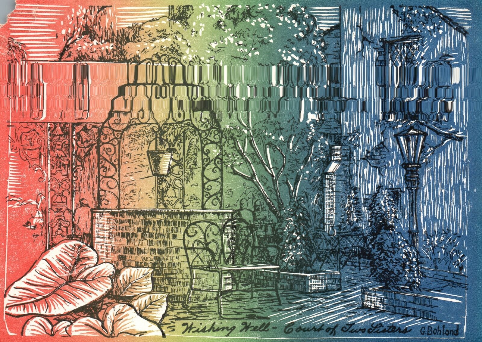 Vintage Postcard Wishing Well Court Of Two Sister New Orleans Louisiana ...