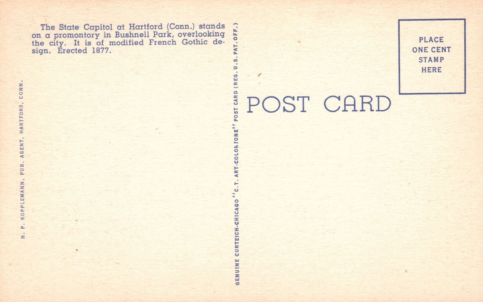 Vintage Postcard State Capitol French Gothic Building Hartford ...