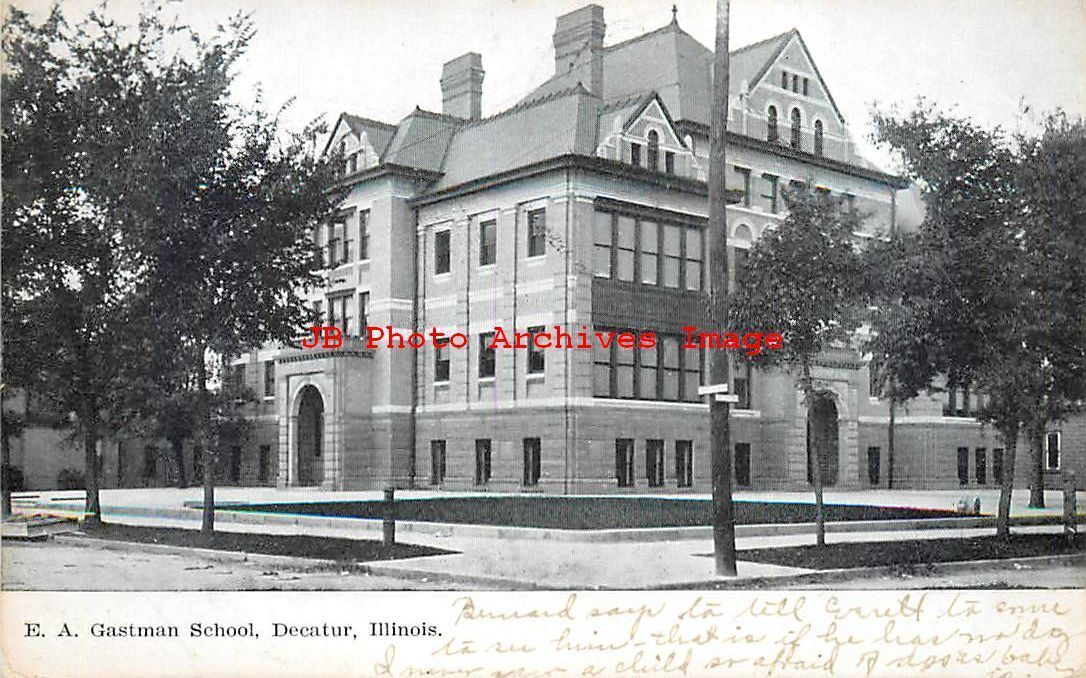 IL, Decatur, Illinois, EA Gastman School Building, Exterior View, 1908 ...