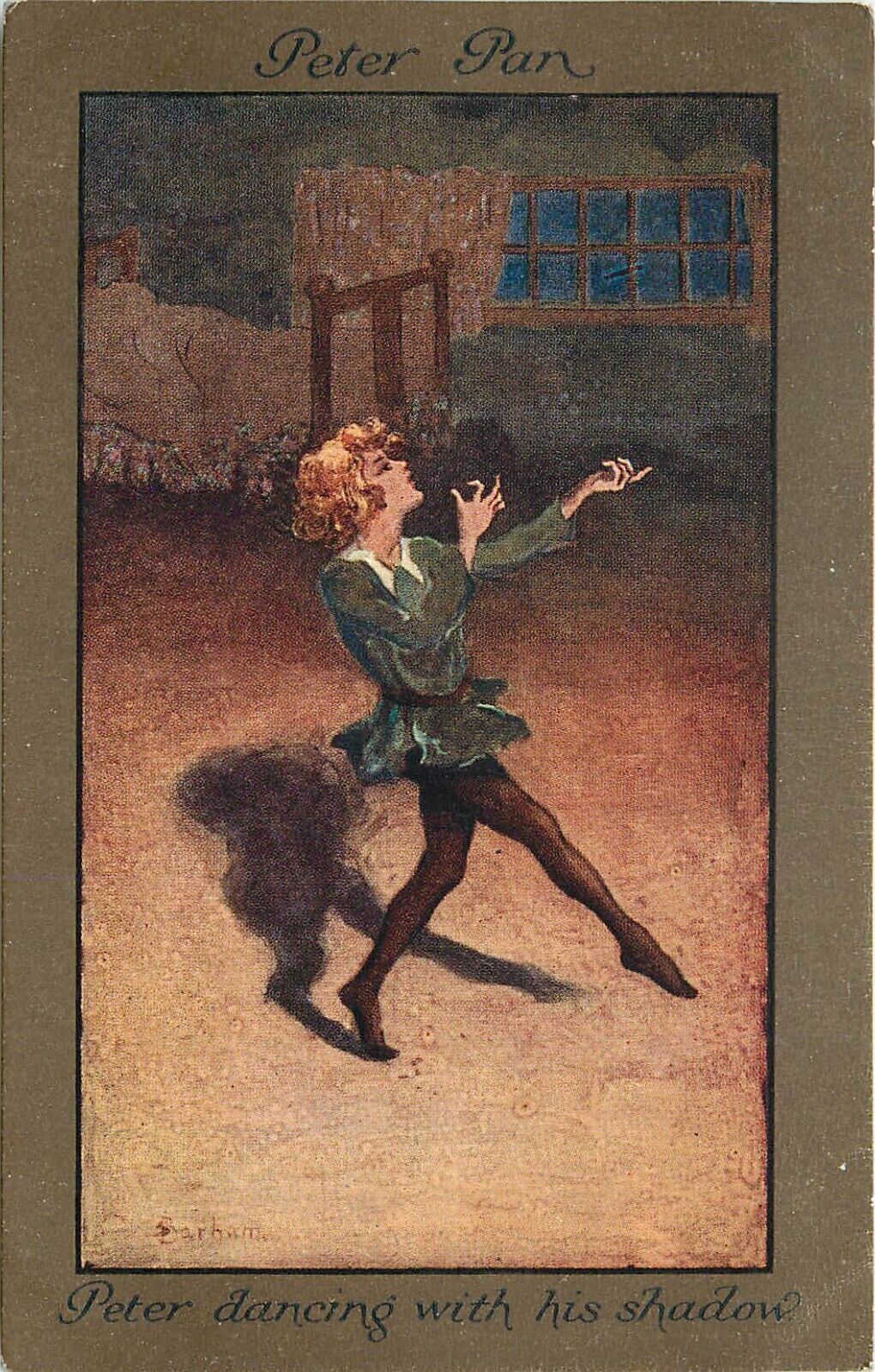 Peter Pan Postcard 1217 Artist Signed Barham, Dancing with His Shadow ...