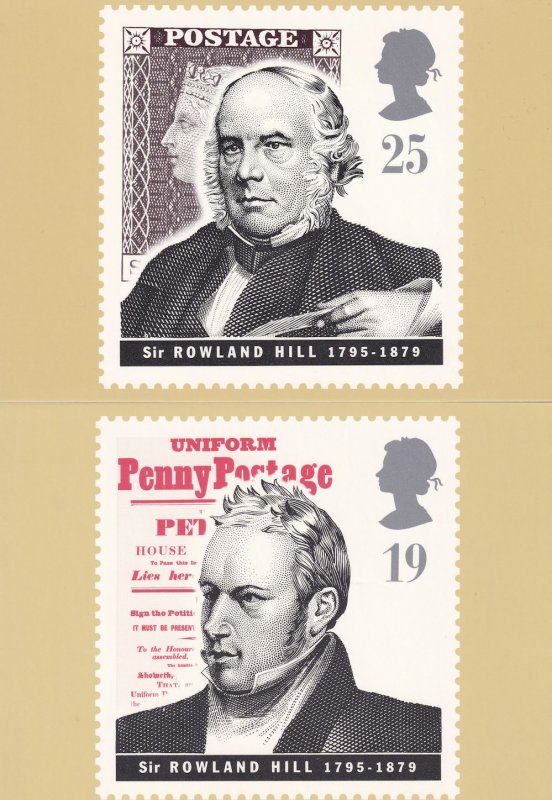 Penny Postage First Stamp Sir Rowland Hill 2x Rare Postcard | Topics ...
