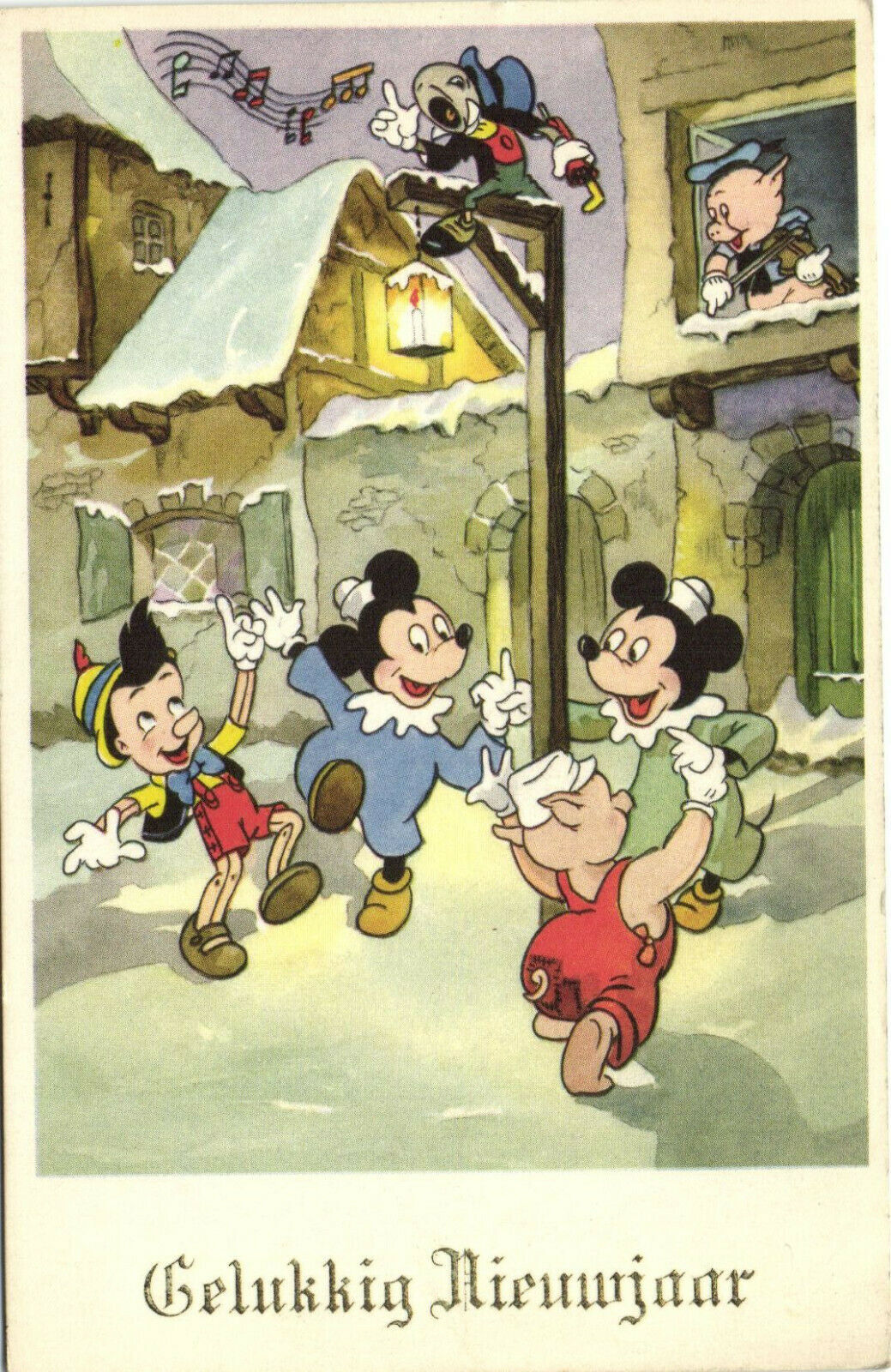PC Disney, Mickey Mouse, Pinocchio, Jiminy Cricket, Vintage Postcard ...