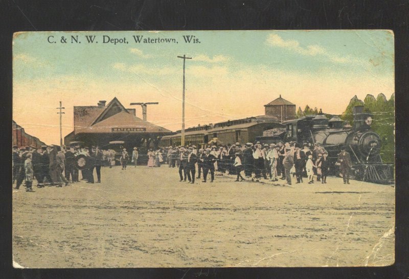 Watertown Wisconsin C&Nw Railroad Depot Train Station Vintage Postcard ...