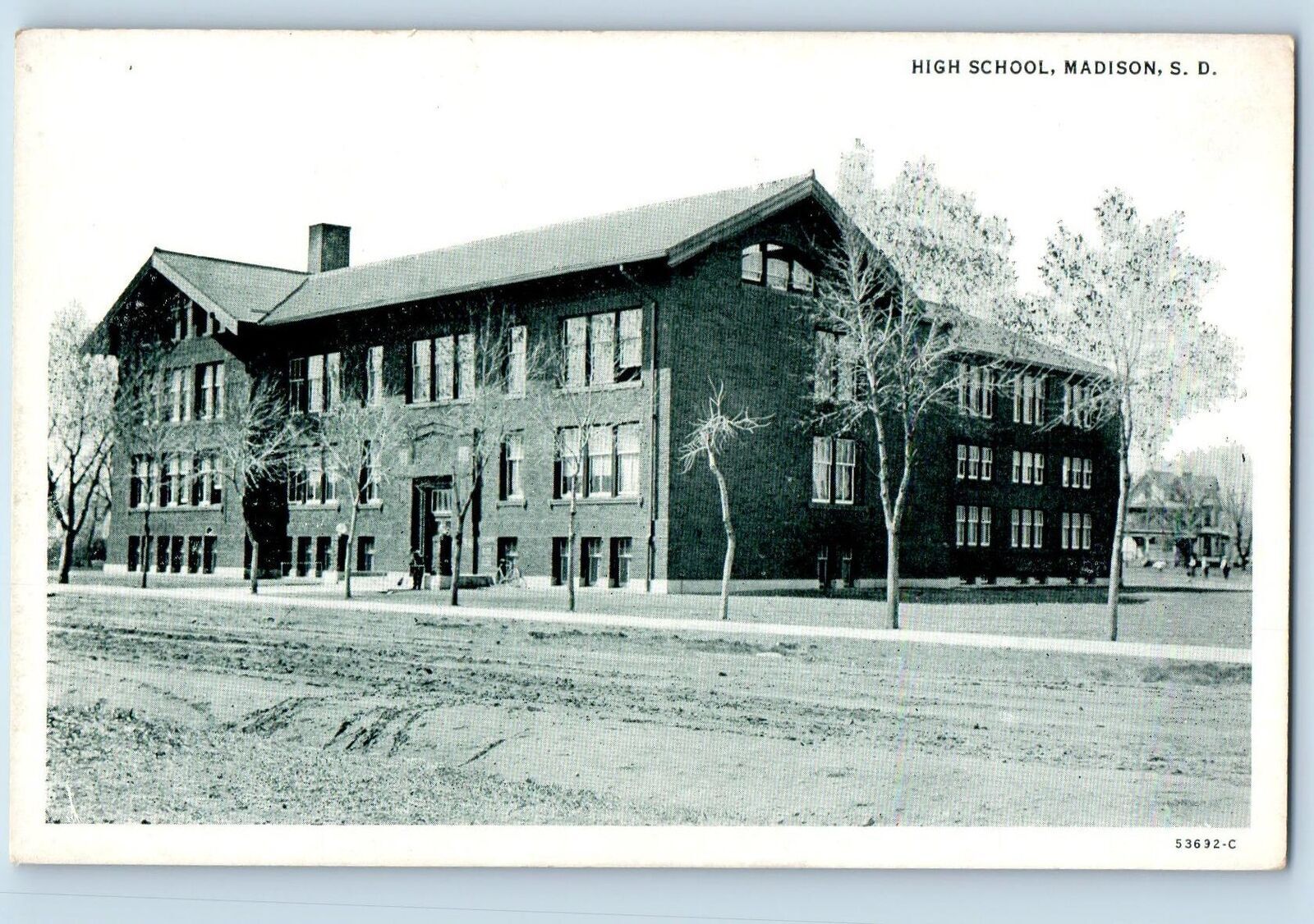 Madison South Dakota SD Postcard High School Building Exterior c1940's ...