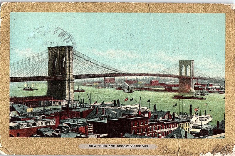 Postcard BRIDGE SCENE Brooklyn New York NY AI5063 | United States - New ...
