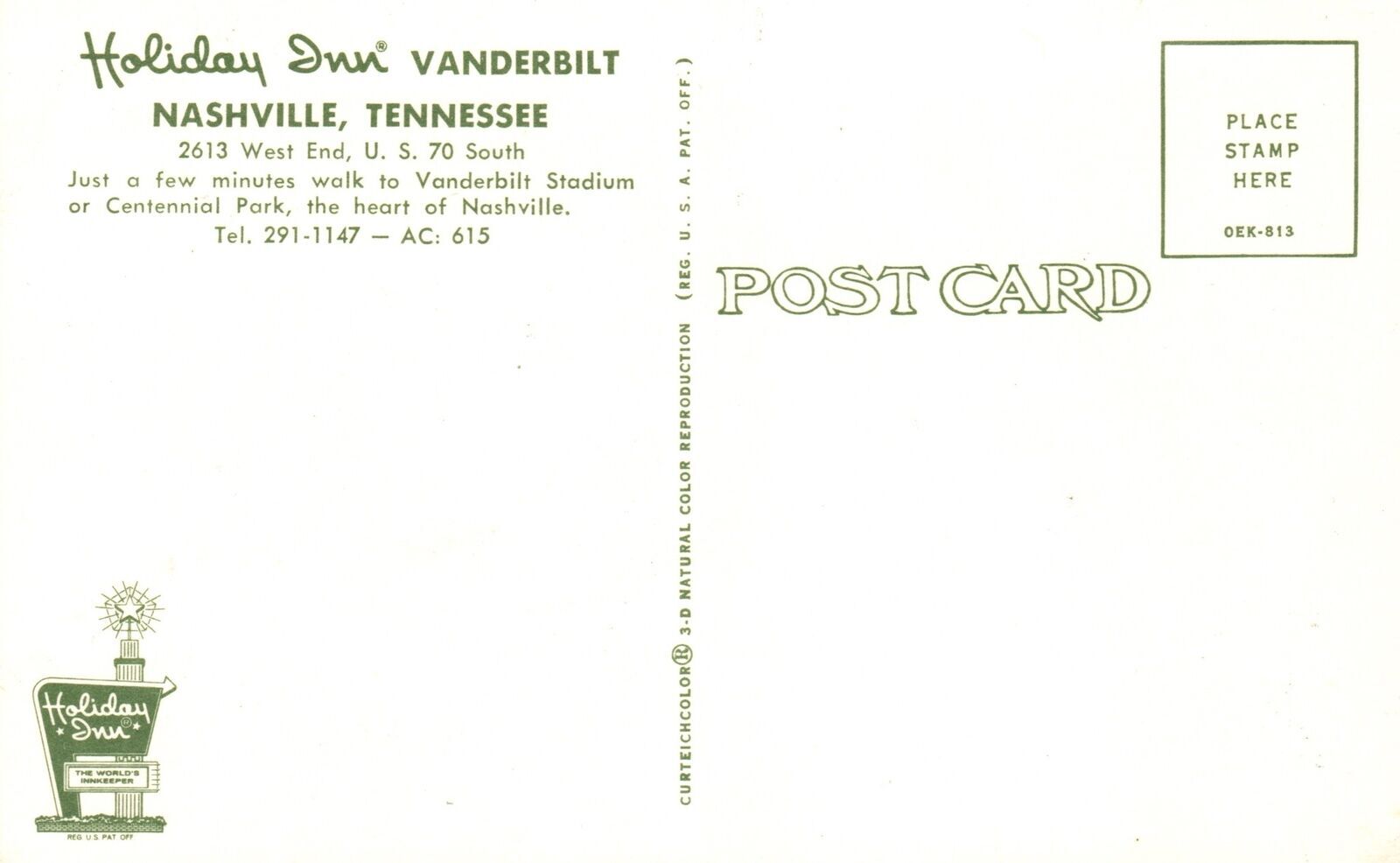 Vintage Postcard Holiday Inn Swimming Pool Vanderbilt Nashville ...
