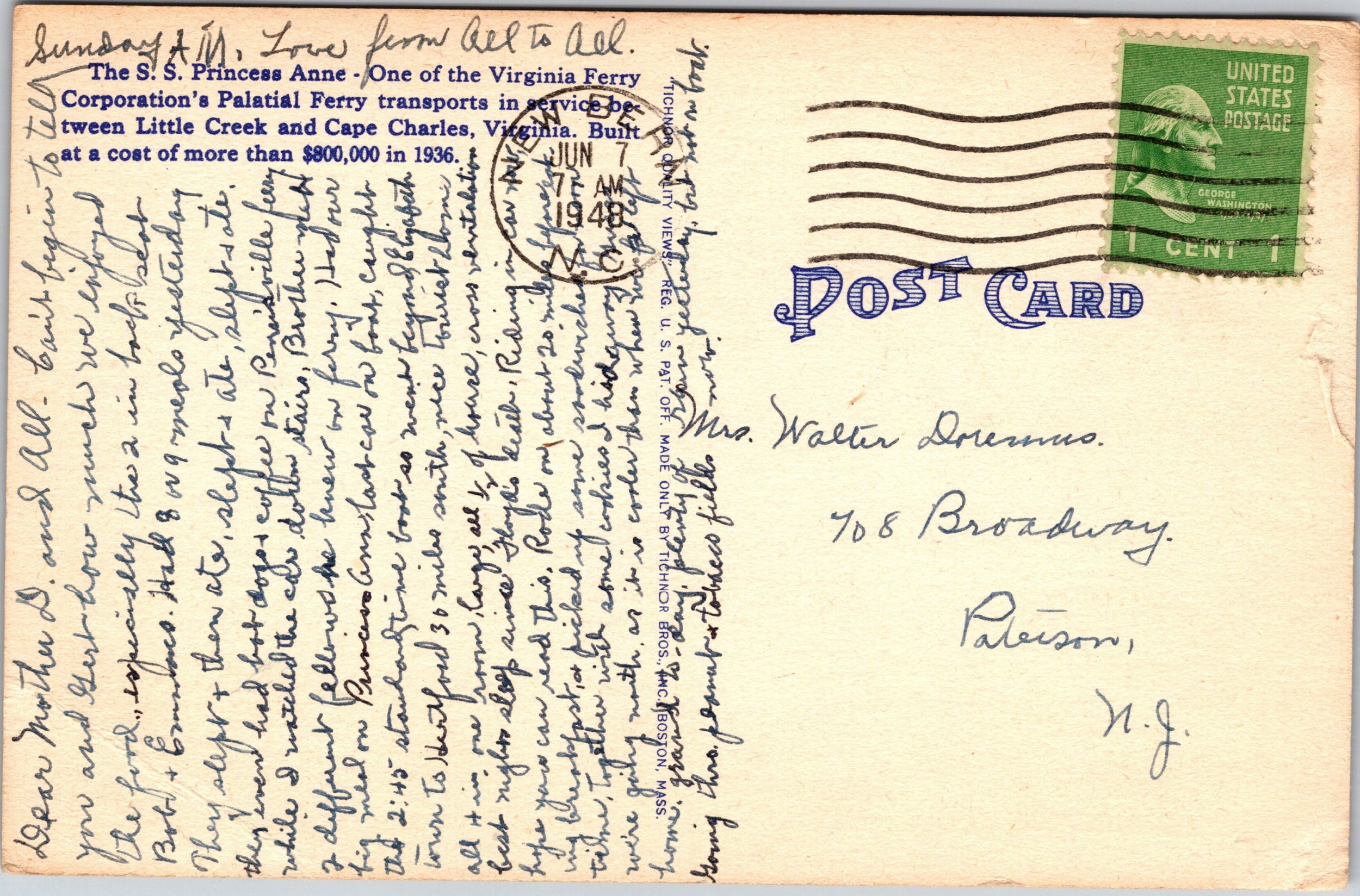 SS Princess Anne Ferry Boat between Cape Charles and Little Creek ...