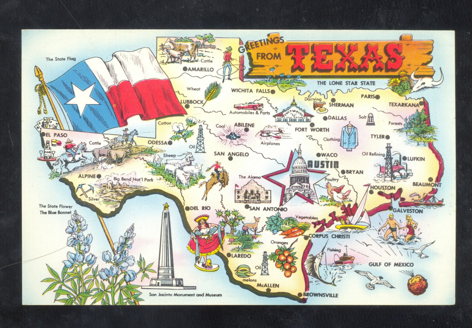 Greetings From Texas State MAP Postcard | United States - Texas - Other ...