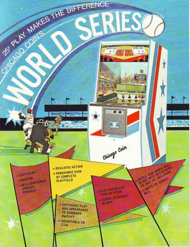 World Series Baseball Arcade Flyer Chicago Coin Original Pitch And Bat ...