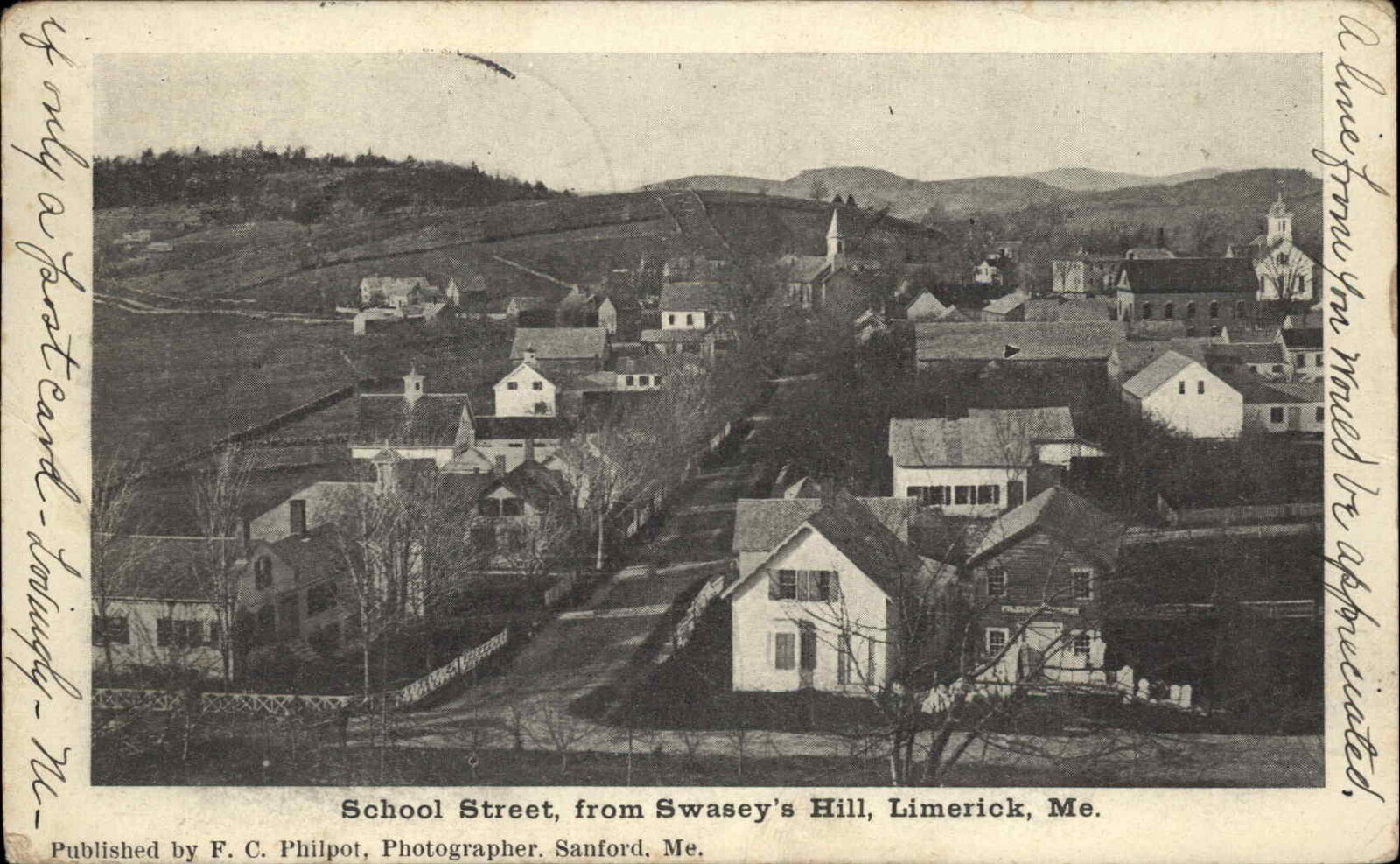 Limerick Maine ME School Street Bird's Eye View c1900s-20s Postcard ...