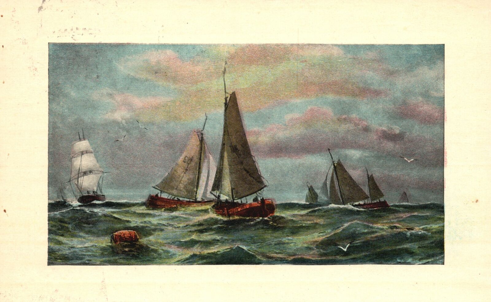 Vintage Postcard 1910 Portrait of a Fishing Boats Sea Ocean Waves ...