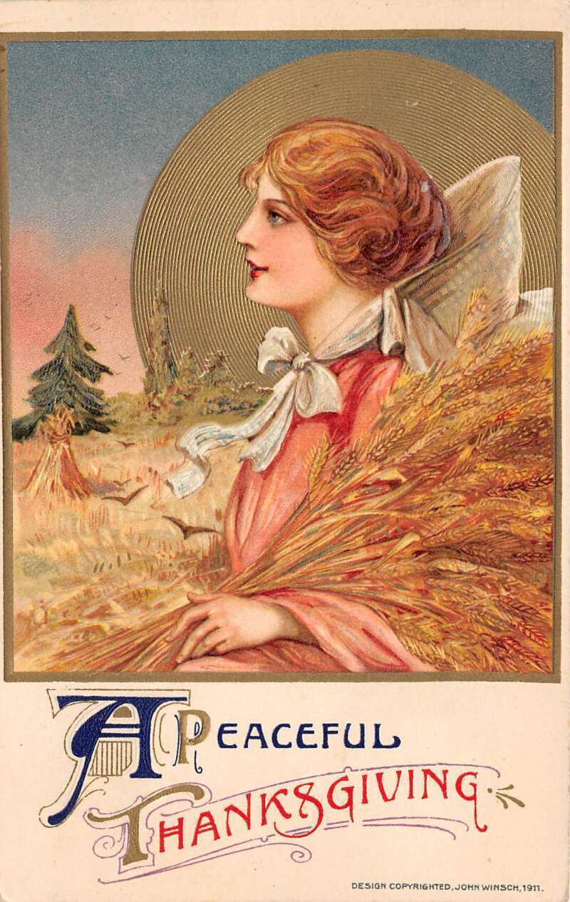 Thanksgiving, Peaceful Thanksgiving, Woman With Harvest, Woman With ...