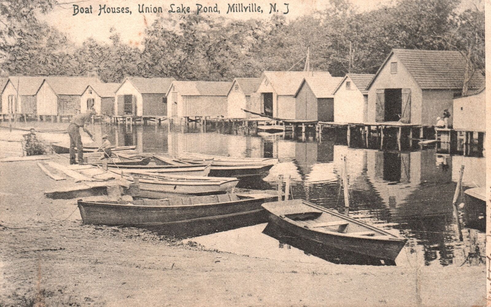Vintage Postcard 1905 Boat Houses Union Lake Pond Millville New Jersey ...
