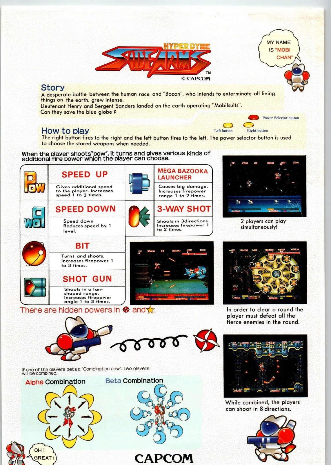 Hyperdyne Side Arms Arcade FLYER Original 1986 Video Game Artwork Japan ...