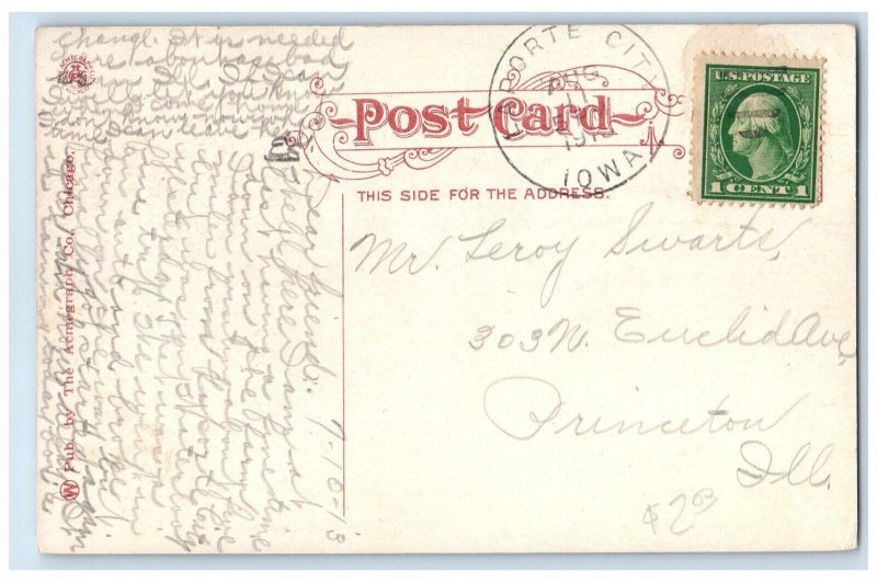 1913 St. Bridge Night Moon Exterior Building River Lake Waterloo Iowa ...