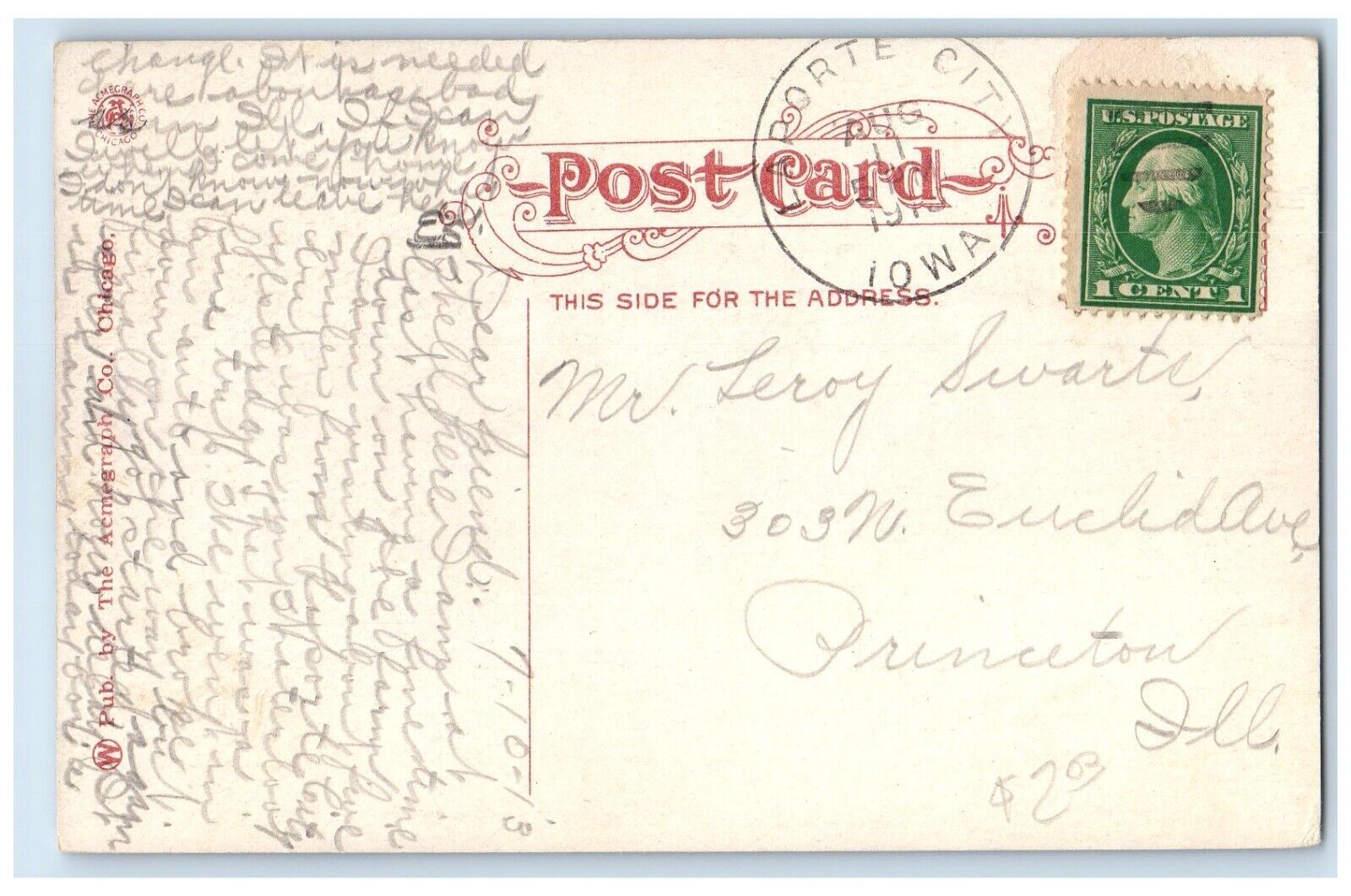 1913 St. Bridge Night Moon Exterior Building River Lake Waterloo Iowa ...