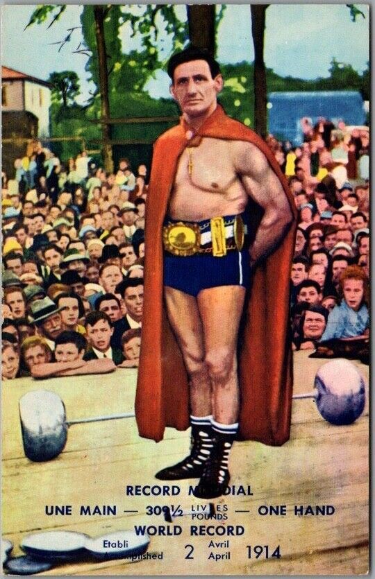 Vintage 1940s VICTOR DELAMARRE Postcard French Canadian Strongman ...