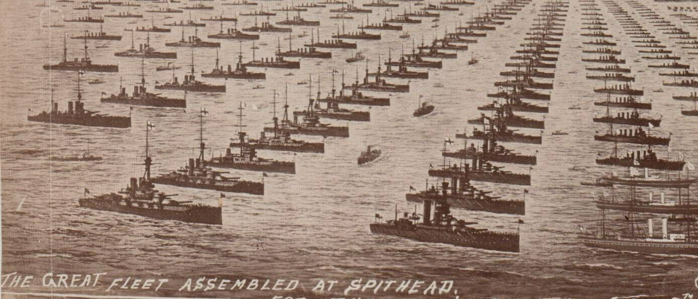 RPPC Photo British Royal Navy WWI Fleet at Spithead for King's Review c ...