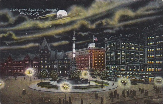 New York Buffalo Lafayette Square By Moonlight | United States - New ...