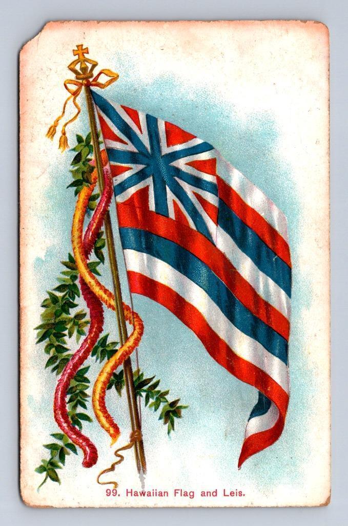 99 Hawaiian Flag and Leis Hawaiian Islands Hawaii Postcard (C. 1910 ...