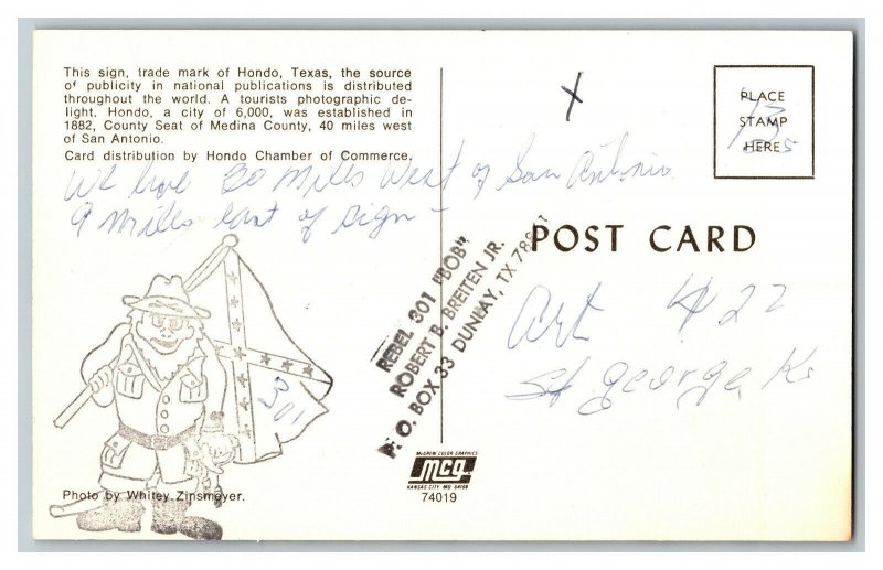 Welcome Sign Hondo Texas This Is God's Country Vintage Standard View ...