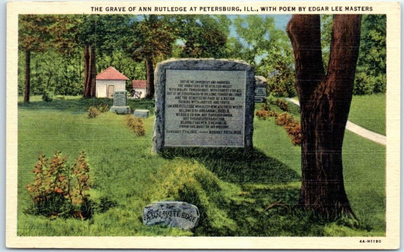 The Grave of Ann Rutledge at Petersburg, Illinois with Poem by Edgar ...