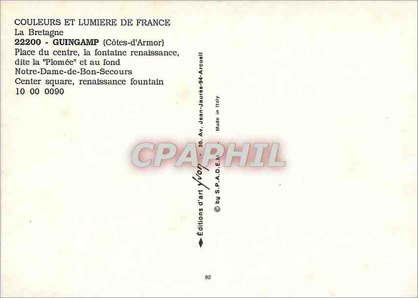 'Postcard Modern Guingamp (Cote d''Armor) Place the center the fountain ...