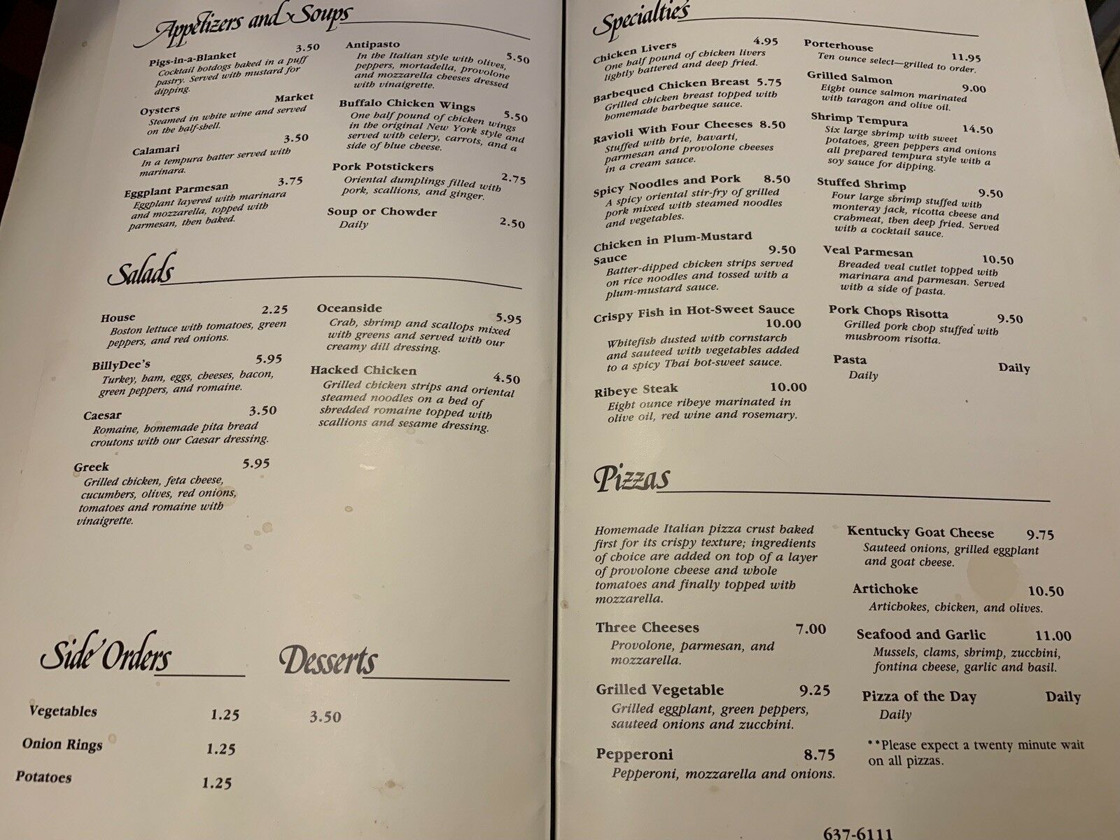 Vintage BILLY DEE'S Restaurant 80s Menu Mayflower Building Louisville ...