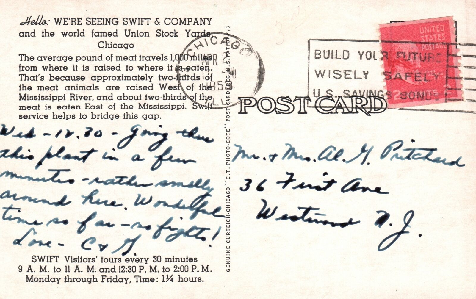 Vintage Postcard 1953 Swift And Company's Chicago Plant Packingtown ...