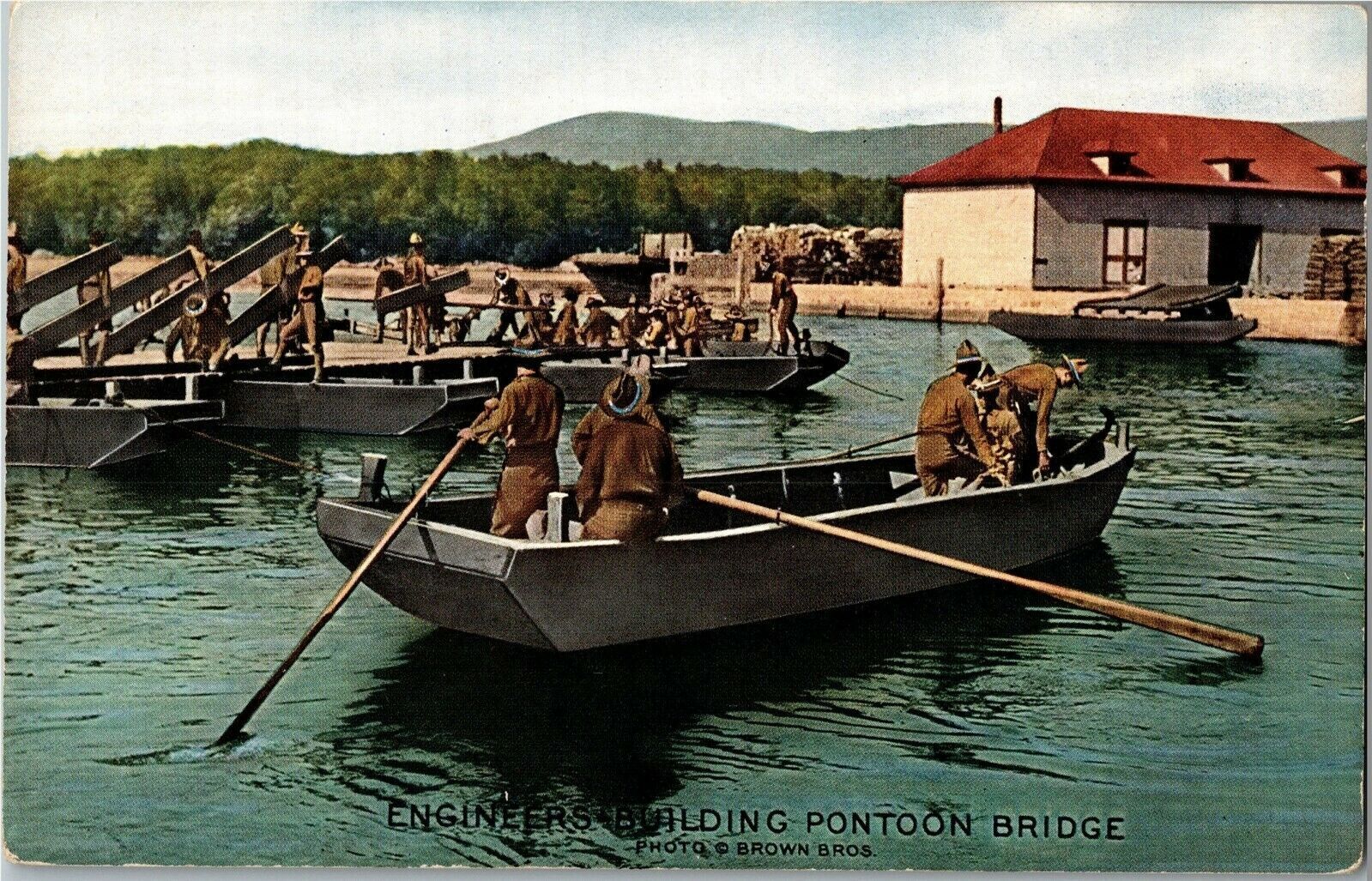 WWI Era Army Engineers Building Pontoon Bridge Vintage Postcard X31 ...