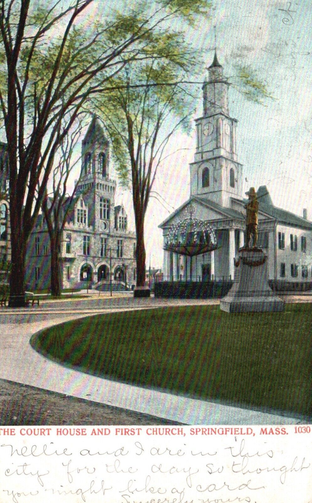 Springfield, MA, Court House & First Church, 1908 Vintage Postcard ...