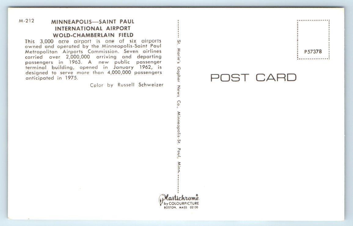 2 Postcards MINNEAPOLIS ~ ST. PAUL AIRPORT ~Wold Chamberlain Field NEW ...
