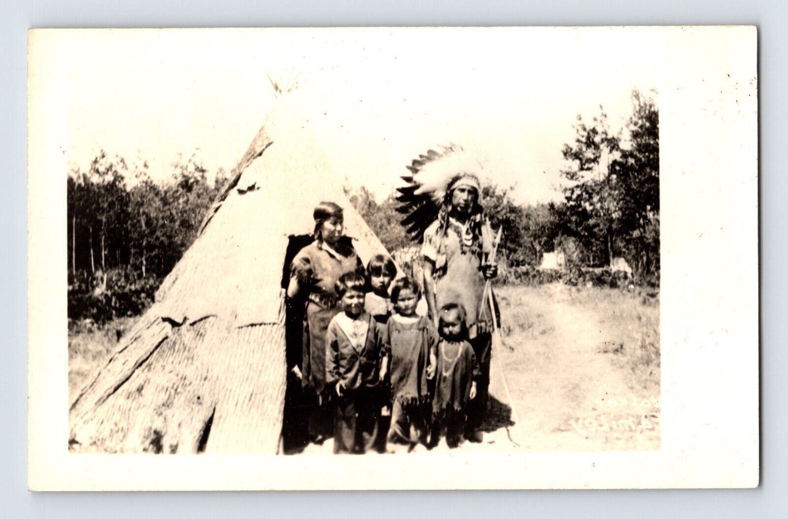 Postcard RPPC Native American Indian Family Tepee 1930s Unposted DOPS ...
