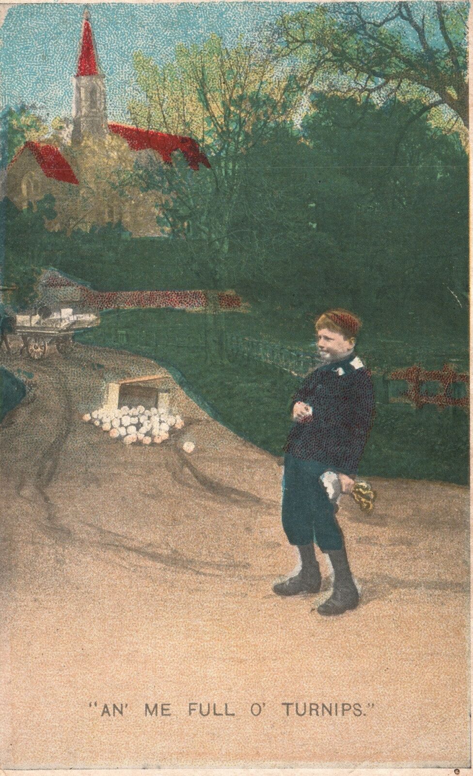 Vintage Postcard Man Walking On Street Holding Turnip Humor Comic ...