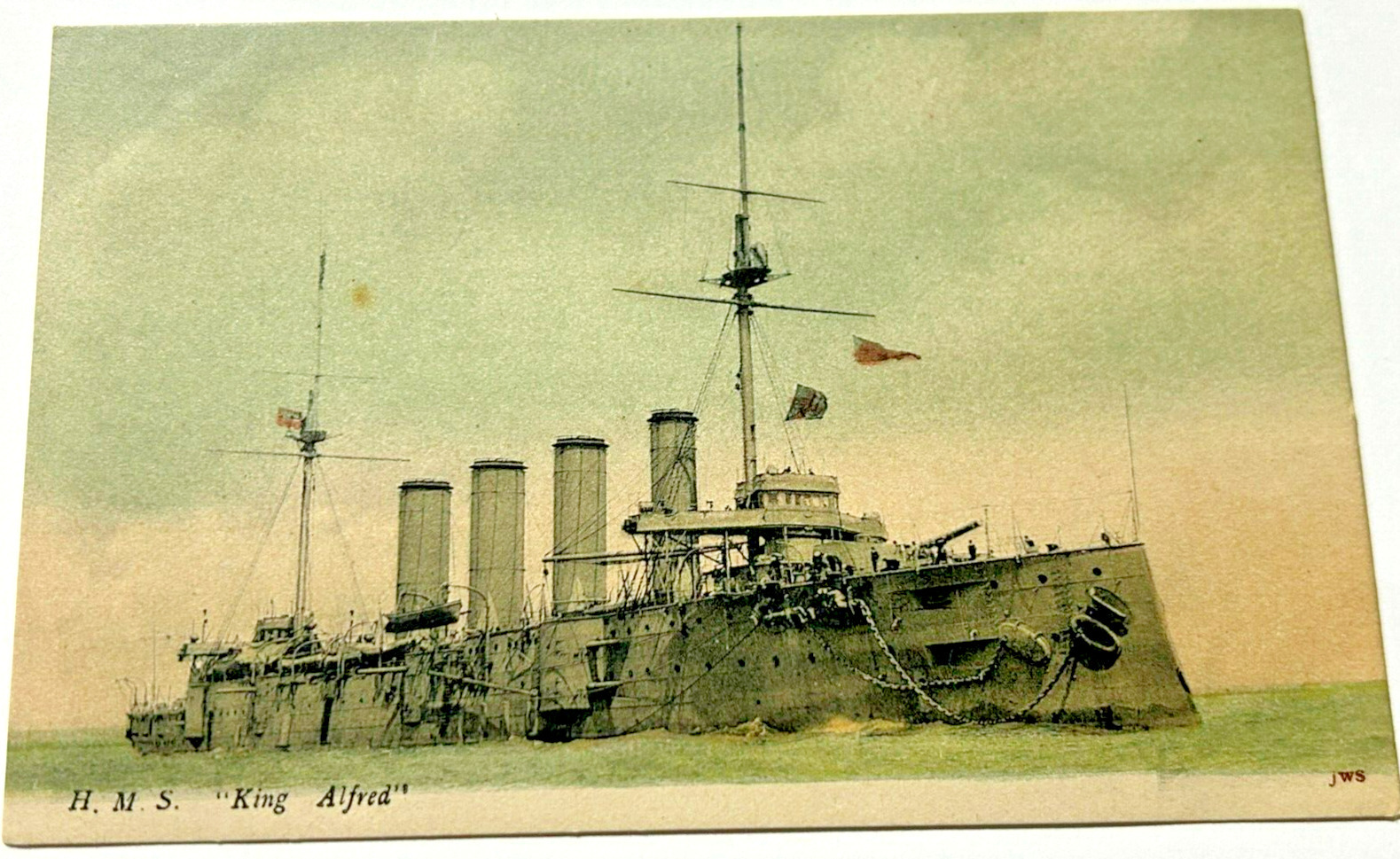 HMS King Alfred Cruiser Ship Royal Navy Vintage Postcard WWI Era ...
