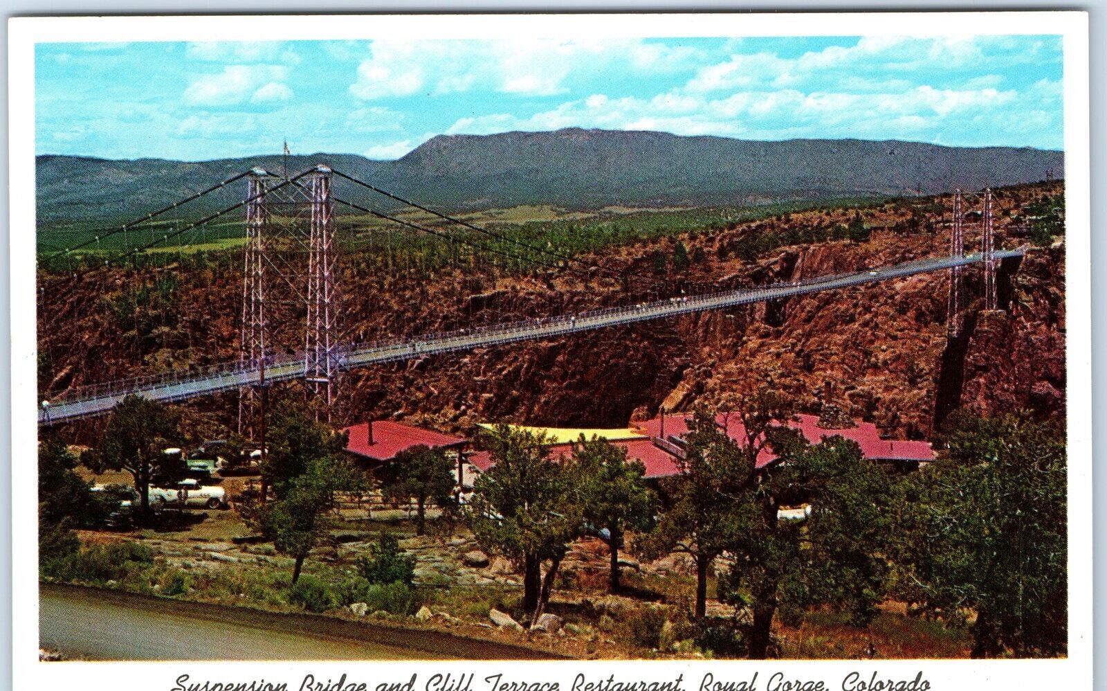 c1960s Royal Gorge, CO Suspension Bridge - Cliff Terrace Restaurant ...