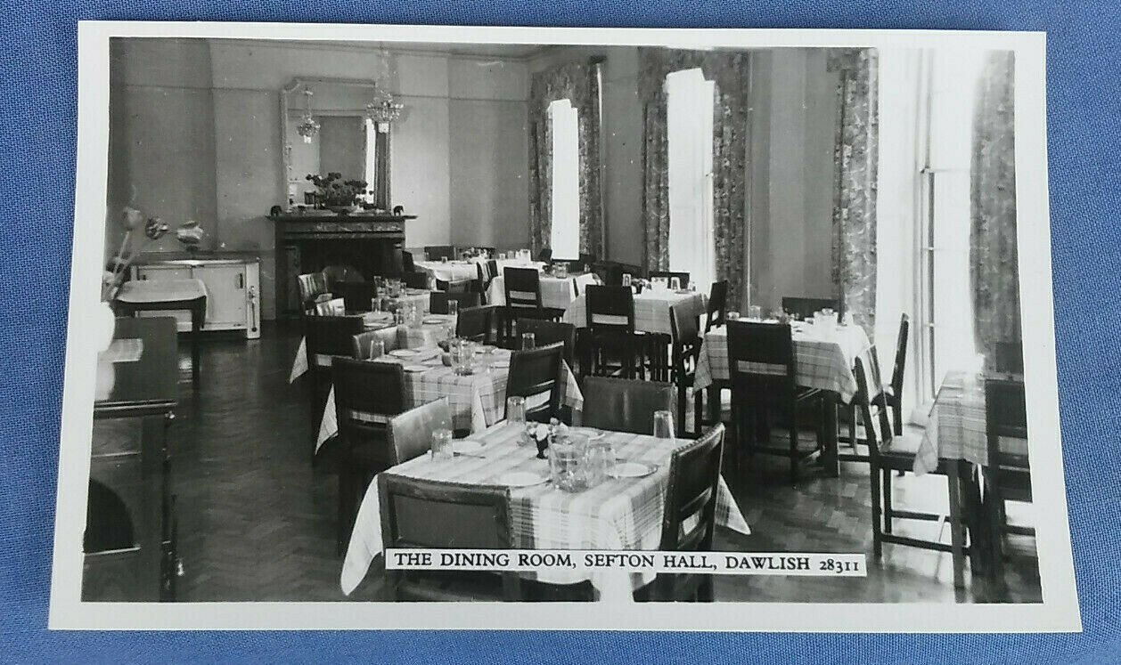 Vintage Real Photo Postcard The Dining Room Sefton Hall Dawlish Devon ...