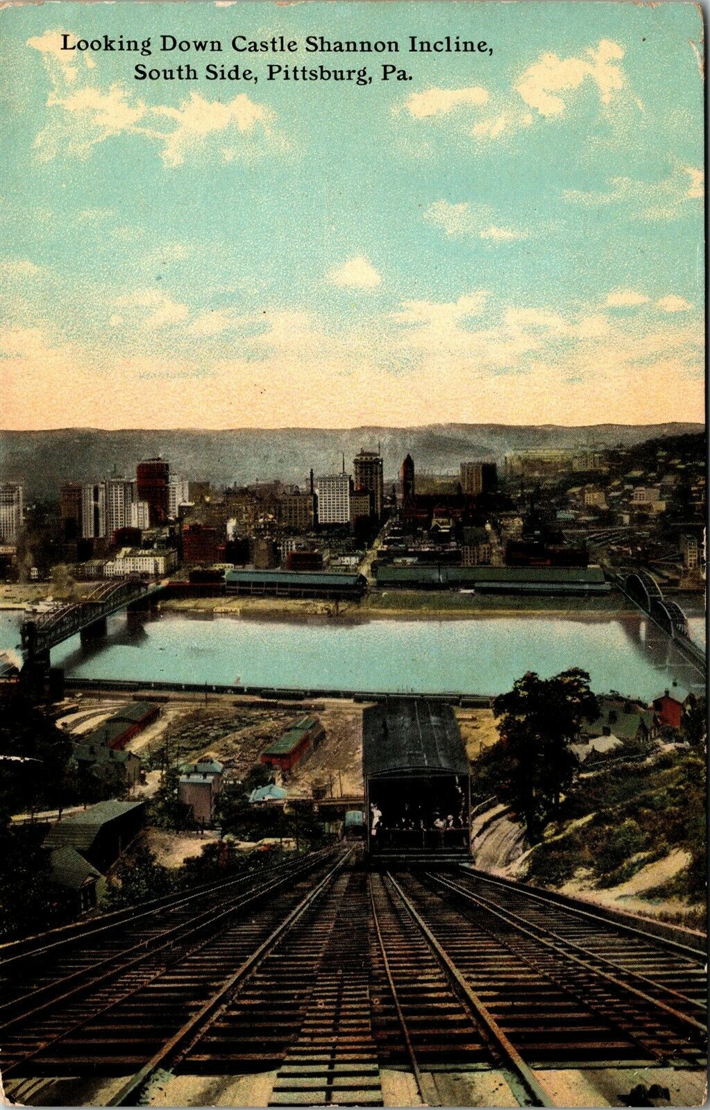 Postcard PA Pittsburgh Castle Shannon Incline South Side Target Cancel ...