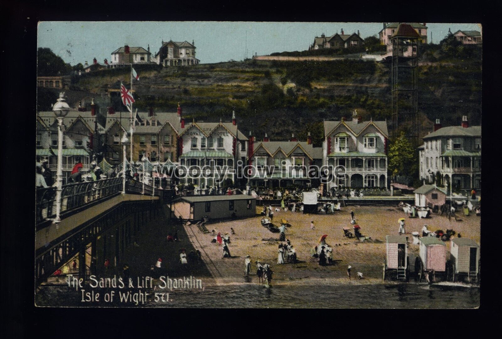 TQ3867 - Isle of Wight - Sands & Lift along Shanklin, from Pier c1910 ...