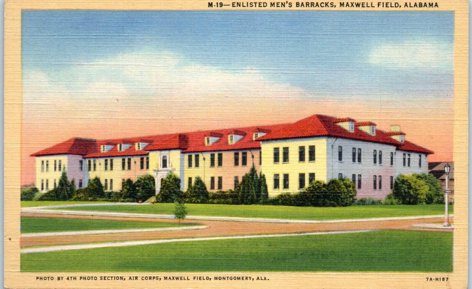 1937 Enlisted Men's Barracks Maxwell Field Montgomery AL Postcard ...
