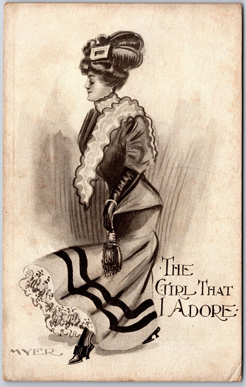 Myer "The Girl That I Adore' Sketch Drawing Hand Colored Fashion ...
